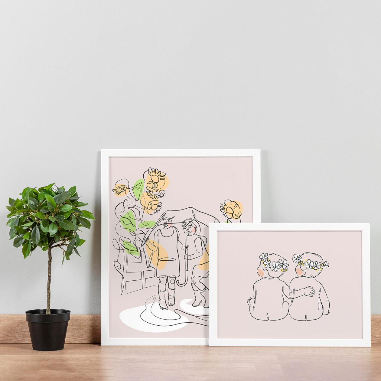 Twin Siblings Back Pose Together Personliased Framed Poster | Vinapa ...