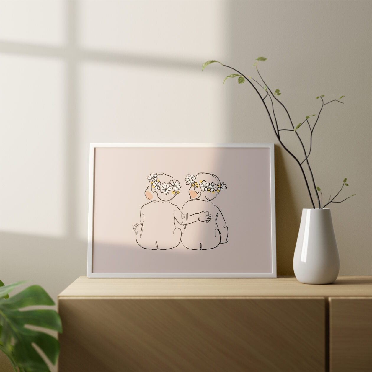 Twin Siblings Back Pose Together Personliased Framed Poster | Vinapa ...