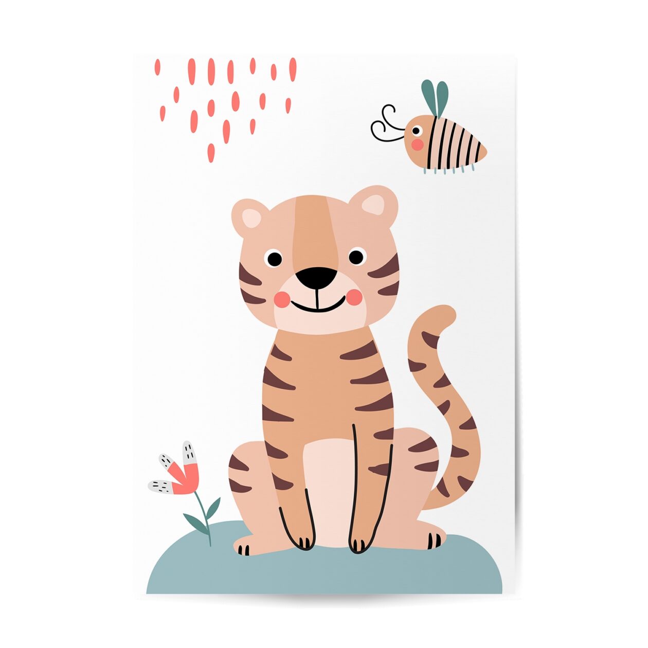 Happy Tiger Sitting On Blue Stone Premium Matte Paper Poster | Vinapa ...