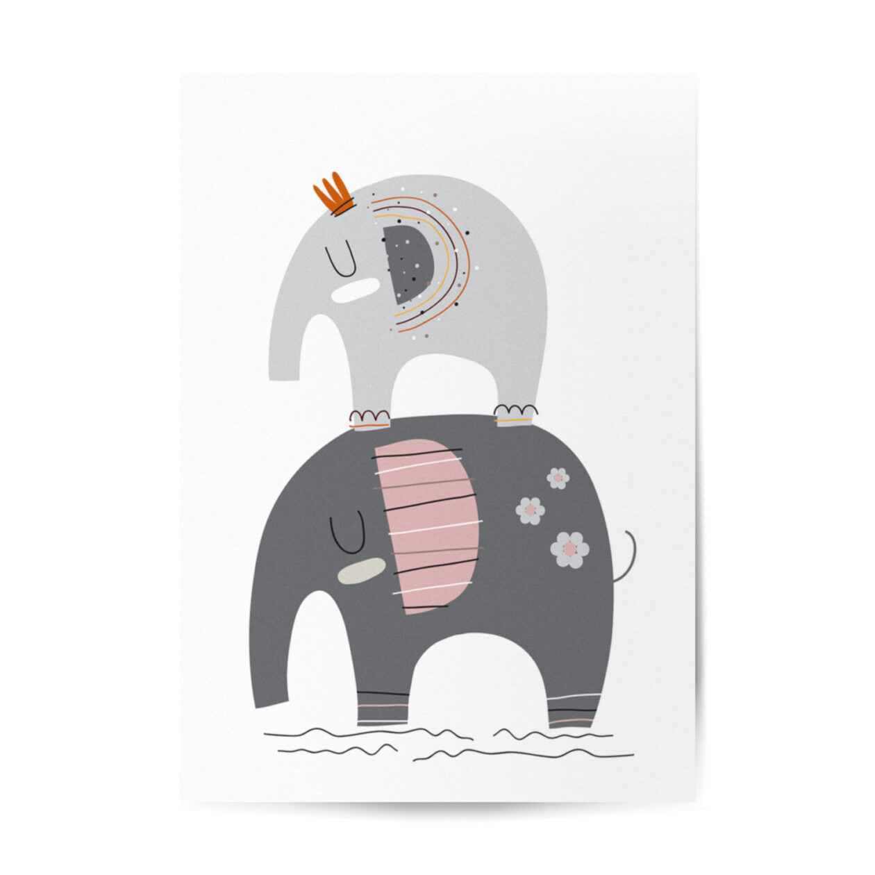 Baby Elephant Riding On Father Elephant Premium Matte Paper Poster ...