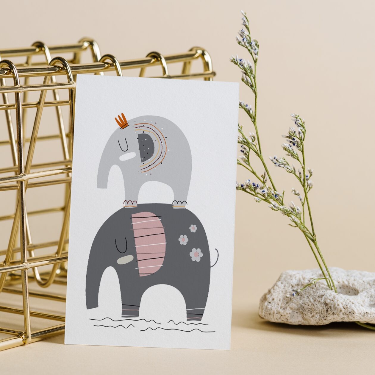 Baby Elephant Riding On Father Elephant Premium Matte Paper Poster ...